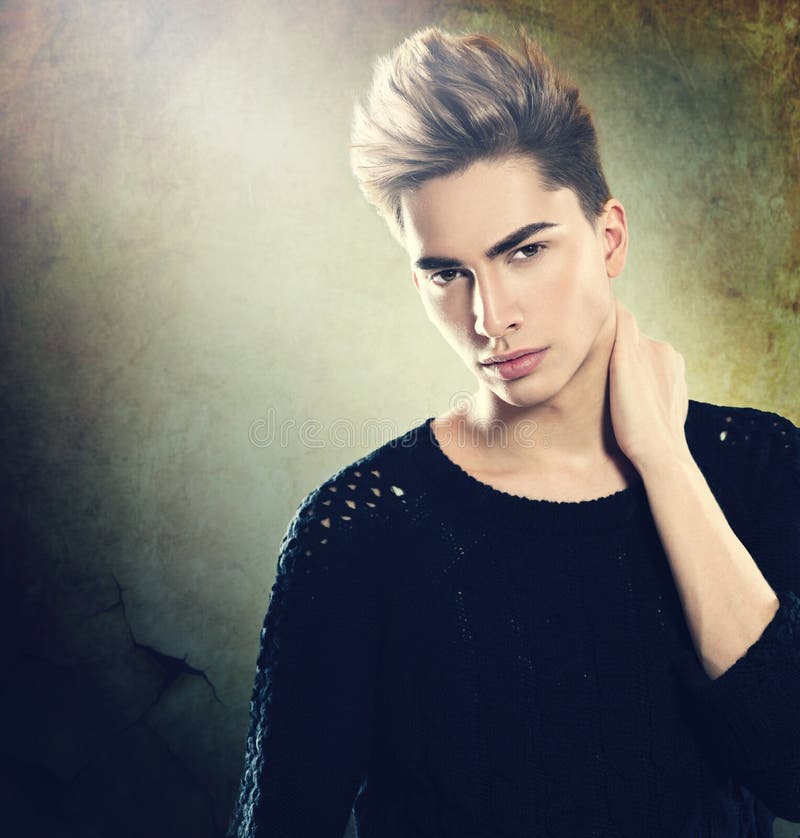 Fashion Young Model Man Portrait Stock Image - Image of handsome, hair ...