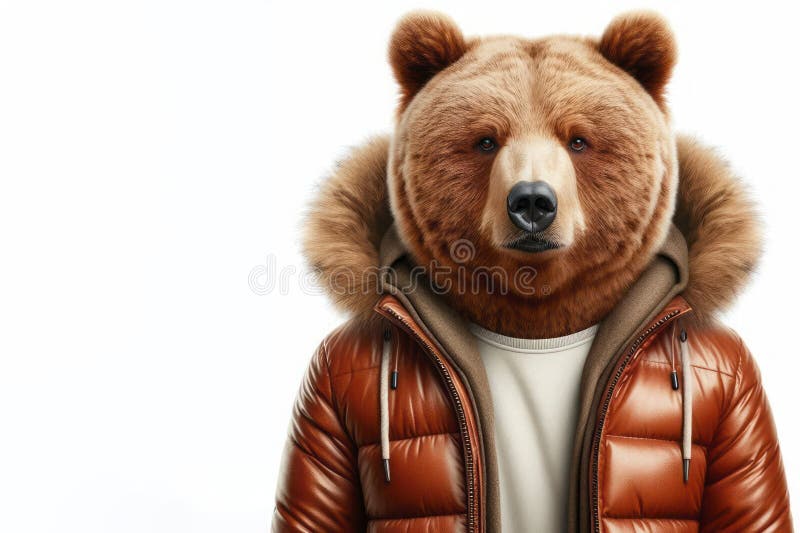 Fashionable Bear in a Hooded Jacket. Space for Text. Stock Photo ...