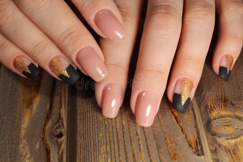 Fashionable beige manicure stock image. Image of hand - 106977779