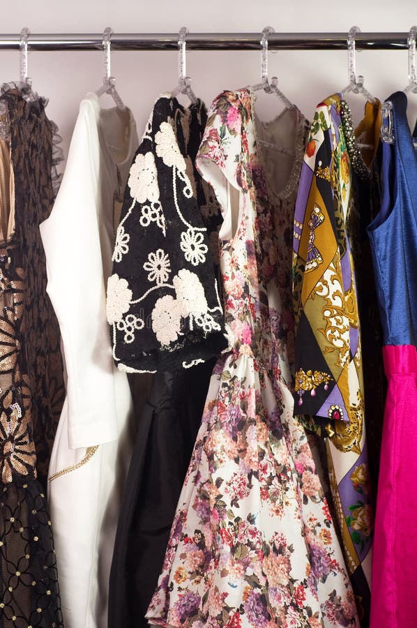 Fashionable Clothes in Cloak-room Stock Image - Image of female, jacket ...