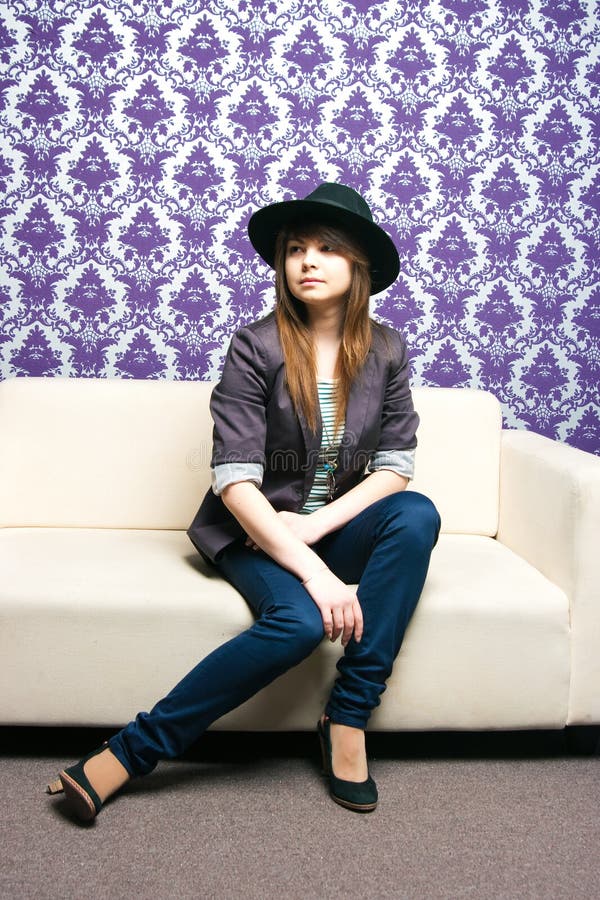 The fashionable girl stock photo. Image of wall, girl - 24011604