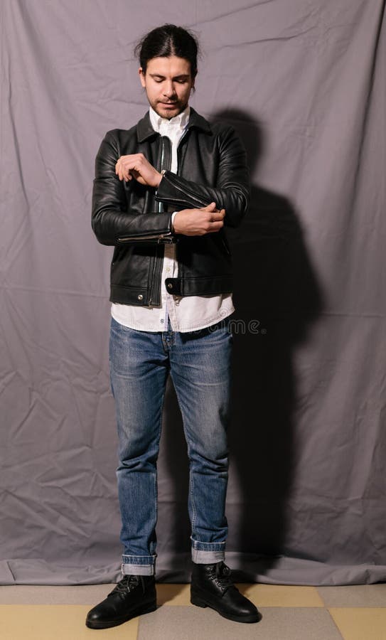 Fashionable Guy in Full Growth Stock Image - Image of front, leaning ...