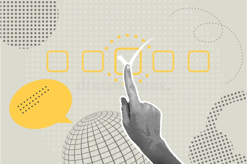 Fashionable Halftone Collage. Checklist Concept. a Human Hand Makes the ...