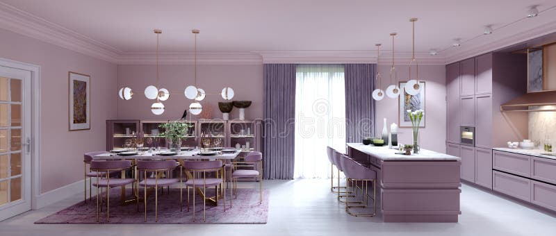 Kitchen Interior, Modern Style Stock Illustration - Illustration of ...