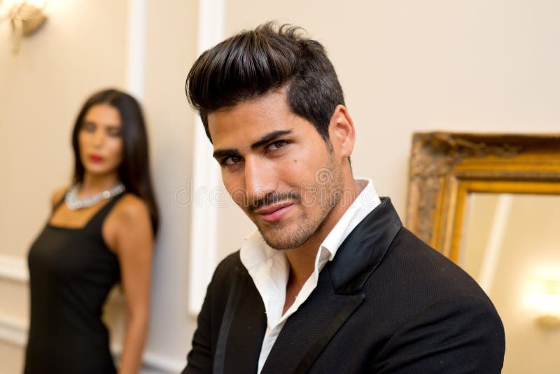 Fashionable Male and Female Model in an Elegant Setting Stock Image ...