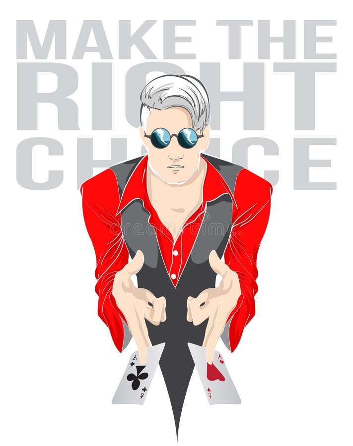 Fashionable Man, Player in Glasses with Two Playing Cards. Make the ...