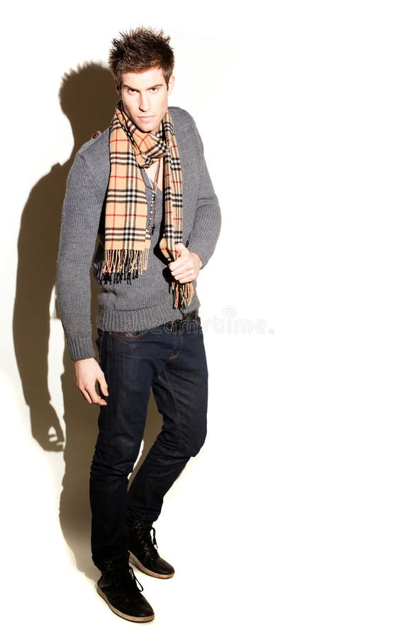 Fashionable Man in Scarf stock photo. Image of lifestyle - 23620936