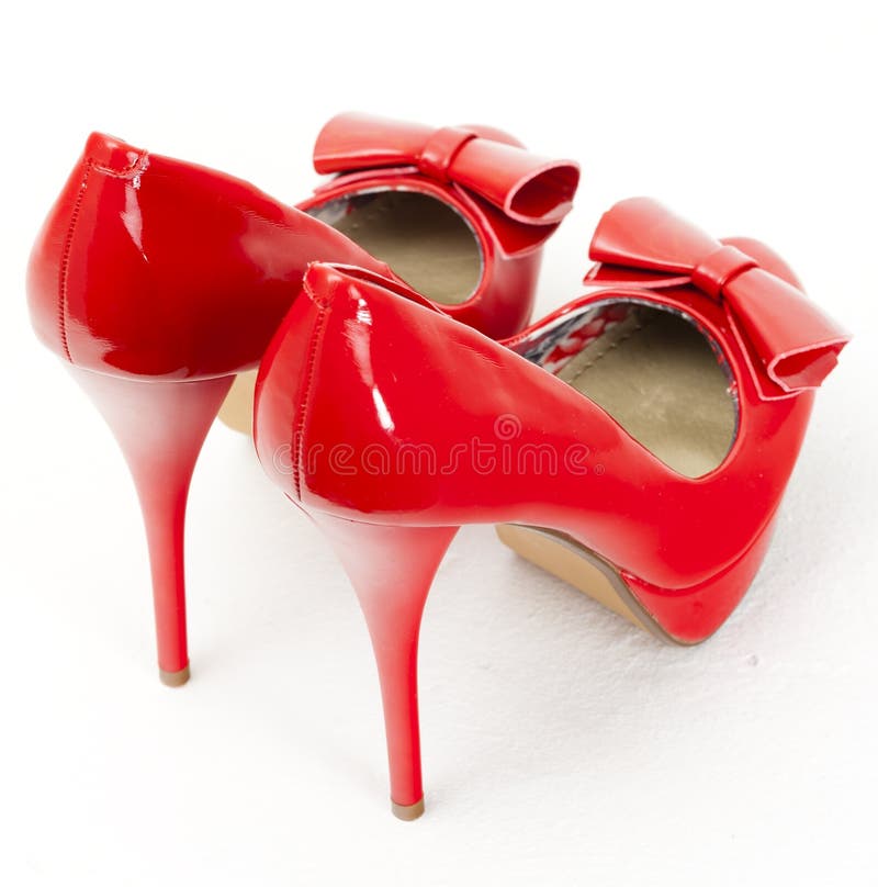 Fashionable Platform Red Pumps Stock Image - Image of rear, symbol ...