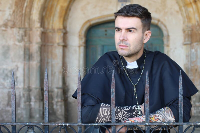 Fashionable Priest with Copy Space Stock Image - Image of metrosexual ...