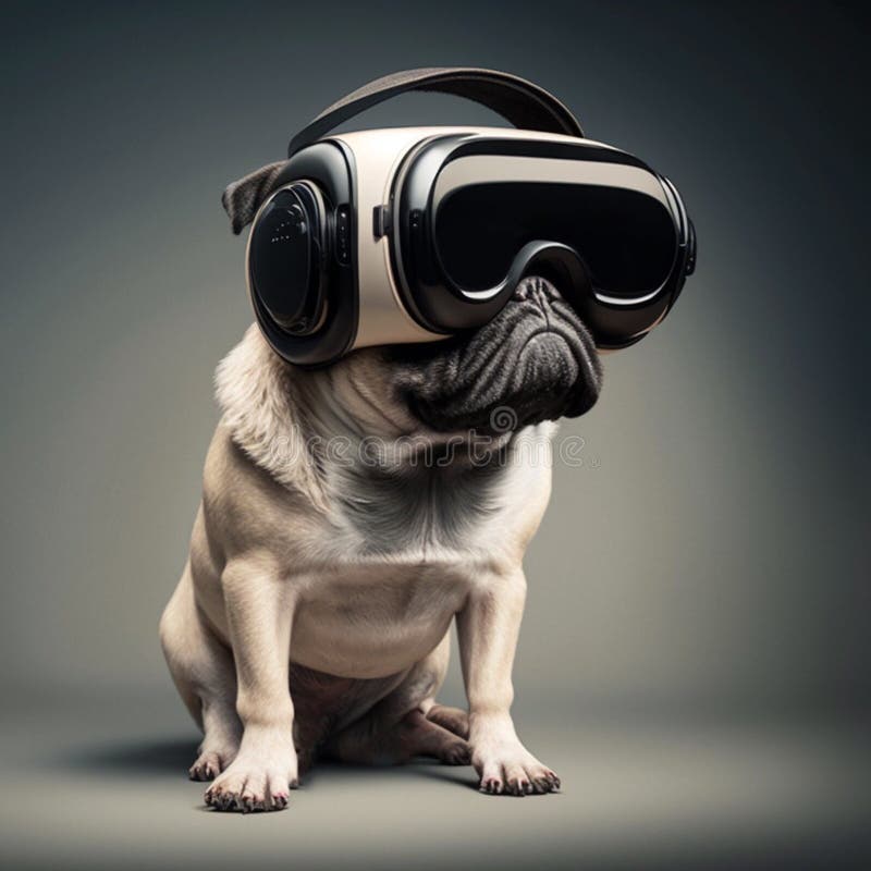 Fashionable Pug Dog Wearing Modernized VR Headset Stock Illustration ...