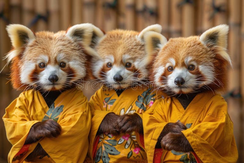 Fashionable Red Panda Group with Copy Space - Perfect for Birthday ...