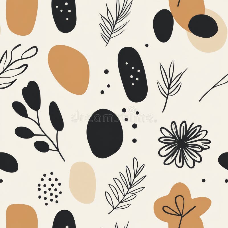 Fashionable Seamless Pattern Showcasing an Abstract Collage of Organic ...
