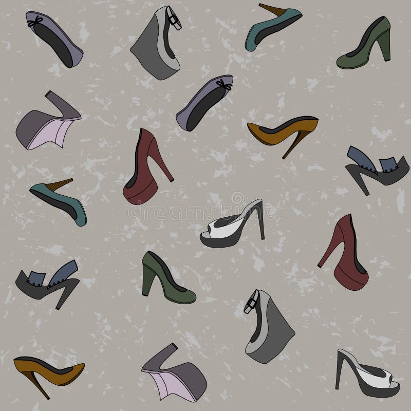 Fashionable Shoes Seamless Pattern Stock Vector - Illustration of gray ...