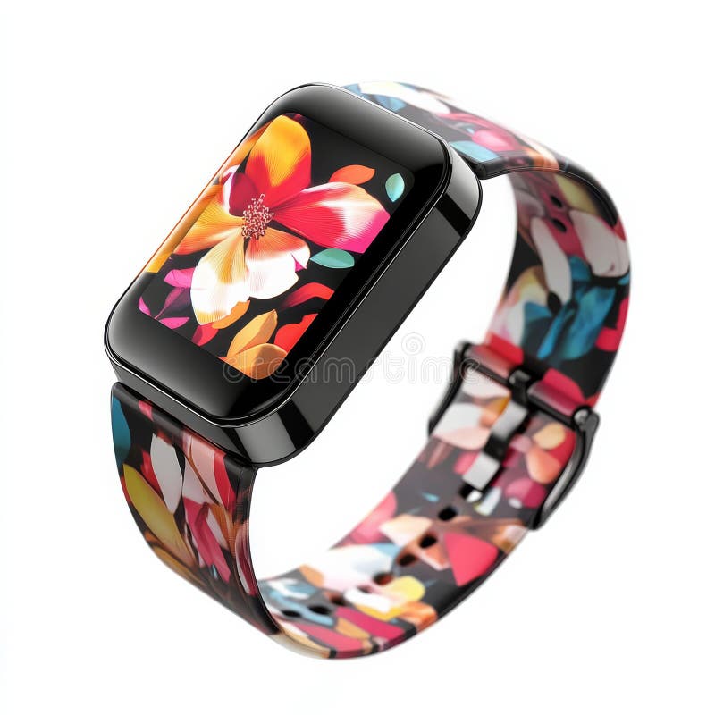 A Fashionable Smartwatch with a Striking, Unique Patterned Band and a ...