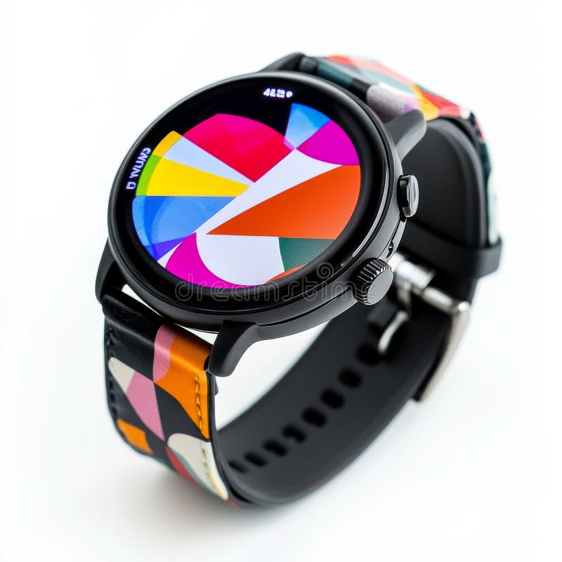 A Fashionable Smartwatch with a Striking, Unique Patterned Band and a ...