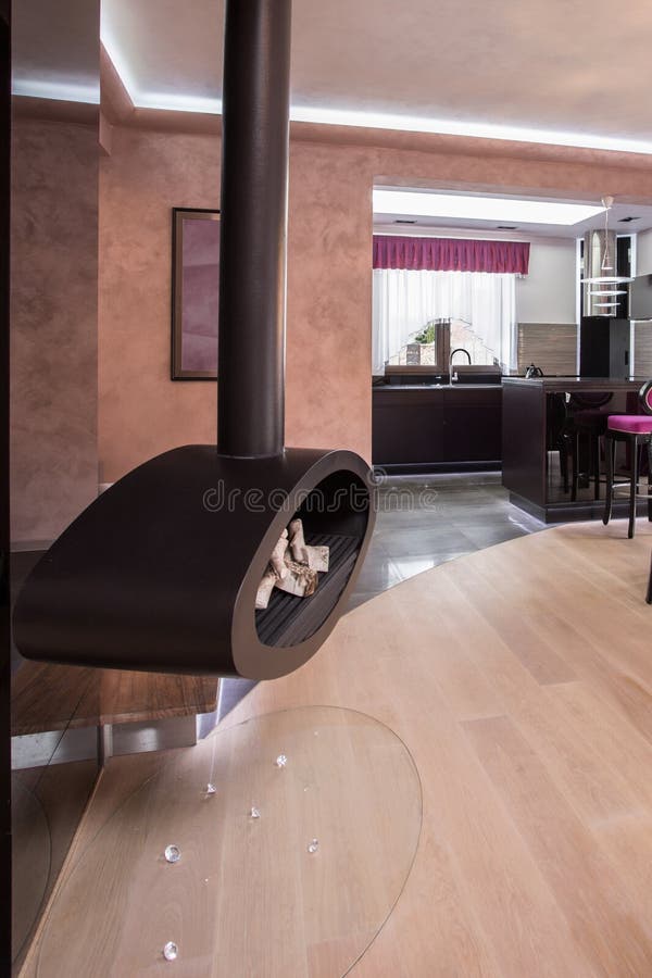 Fashionable Solid Fireplace Stock Photo - Image of fancy, interior ...