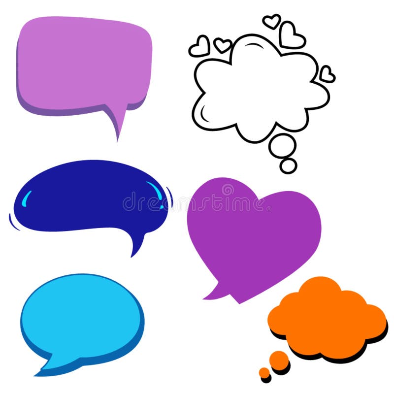 Fashionable Speech Bubbles Set in Flat Design with Short Message. Stock ...