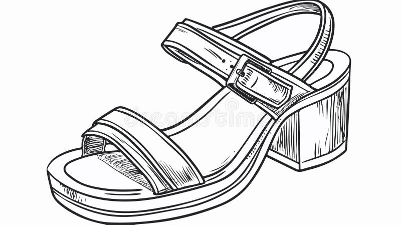 Fashionable Women S Hand Drawn Wedge Sandal Doodle Outline Illustration ... Fashionable Women S Hand Drawn Wedge Sandal Doodle Outline Illustration ...