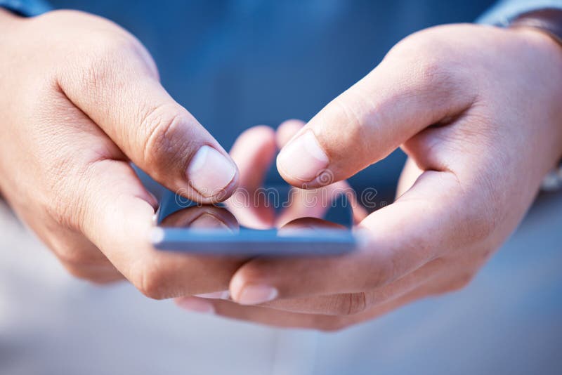 Fast As Lightning. a Businessman Using a Smartphone To Send a Text ...