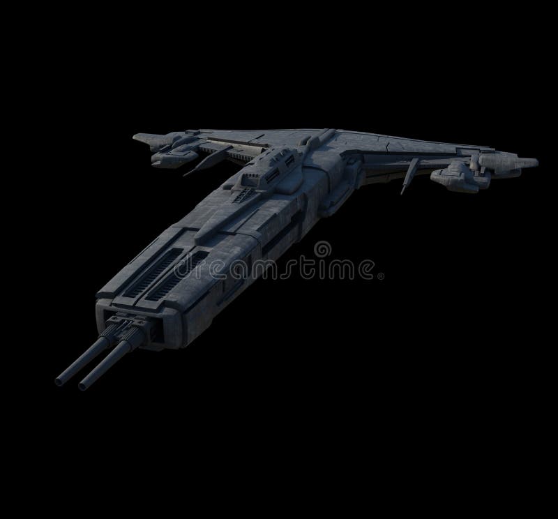 Fast Attack Space Ship on Black Background - Front View Stock ...