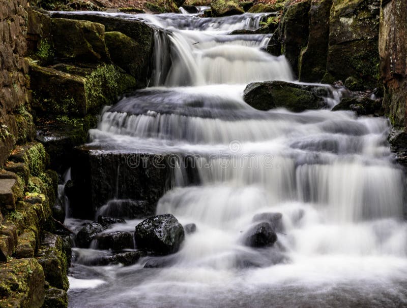 Fast Beautiful Waterfall Over Matlock Historic Site Stock Photo - Image ...