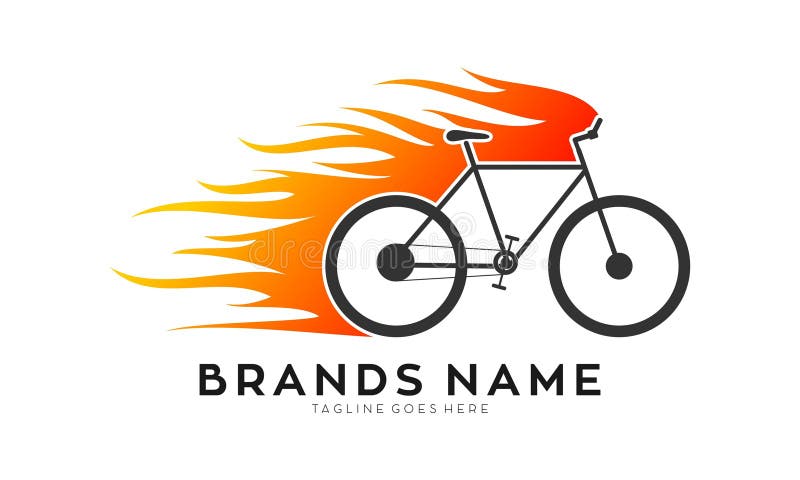 Fast Bicycle with Fire Illustration Vector Logo Stock Vector ...