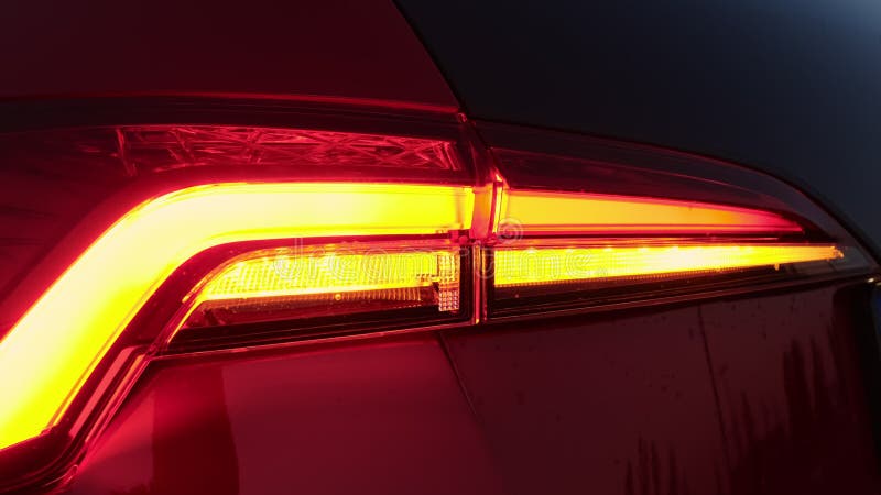 A Fast Blinking Animated Turn Signal of Headlight of a Red Car. Stock ...