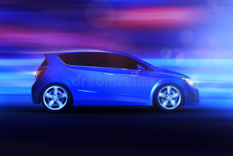A fast blue car running stock image. Image of metalic - 164556709