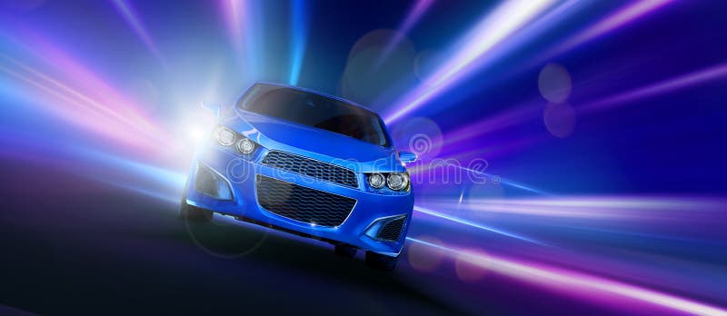 A fast blue car running stock photo. Image of spinning - 164556718