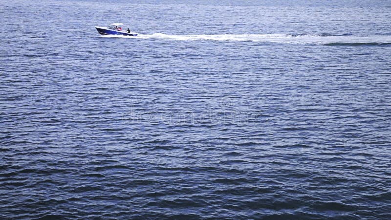 Fast Boat Cutting through Blue Waters Stock Footage - Video of green ...