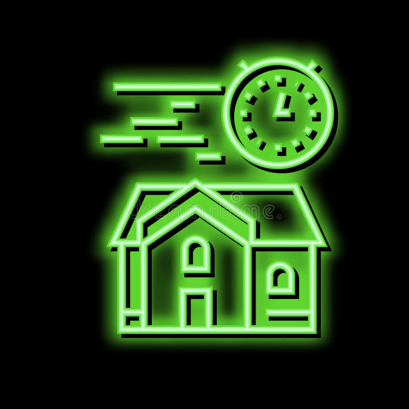 Fast Building House Neon Glow Icon Illustration Stock Vector ...