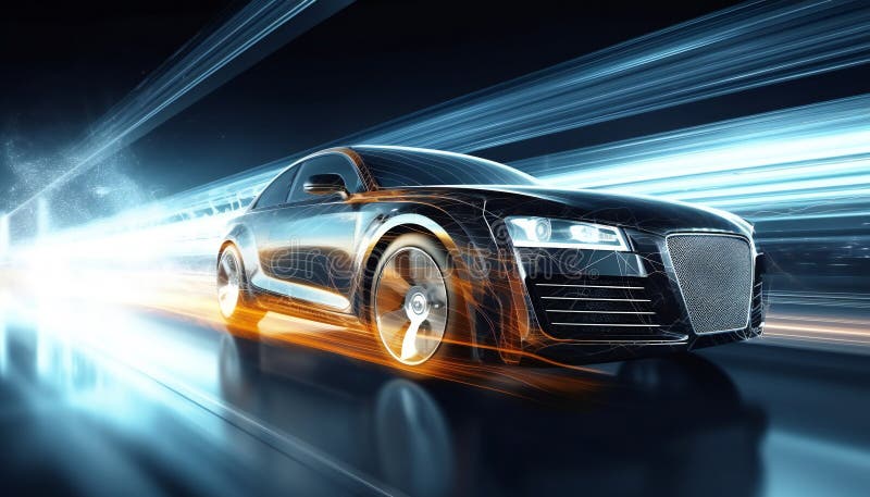Fast Car with Blurring Lights - Abstract Concept Stock Illustration ...