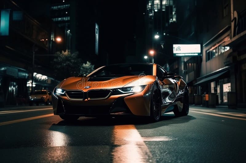 Fast Car at Night in a City Stock Illustration - Illustration of ...