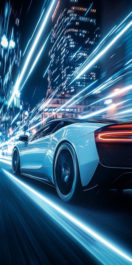 Fast Car at Night in the City Stock Illustration - Illustration of ...