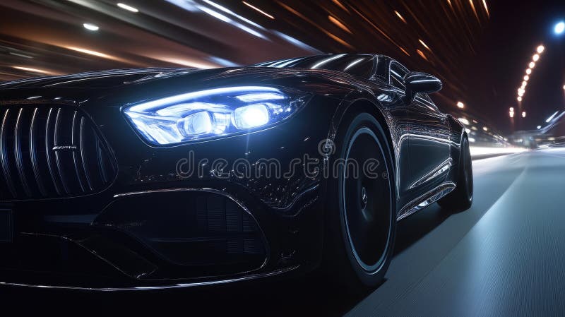 Fast Car at Night Leaving a Trail of Light Behind. Stock Illustration ...