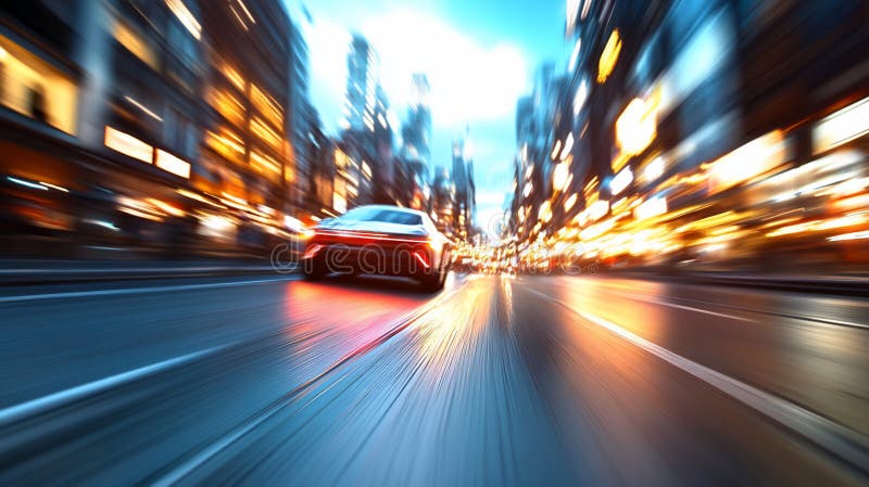 Fast Car Speeding through City at Night Stock Illustration ...