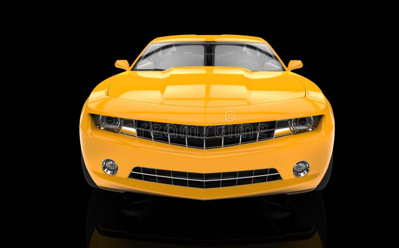 Fast Car Yellow - Front View Stock Image - Image of hood, chrome: 59001839