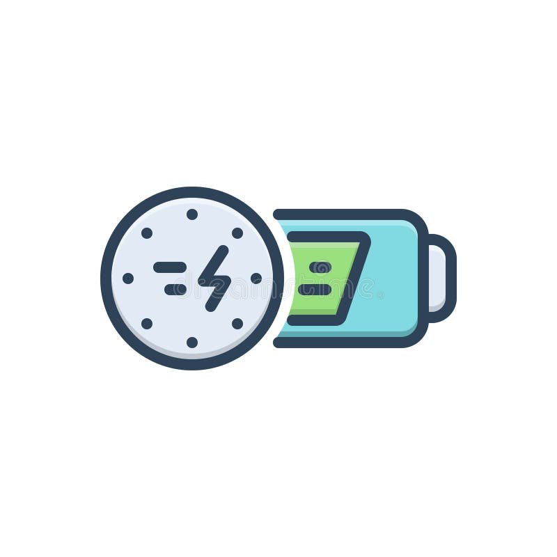 Color Illustration Icon for Fast Charge, Charge and Battery Stock ...