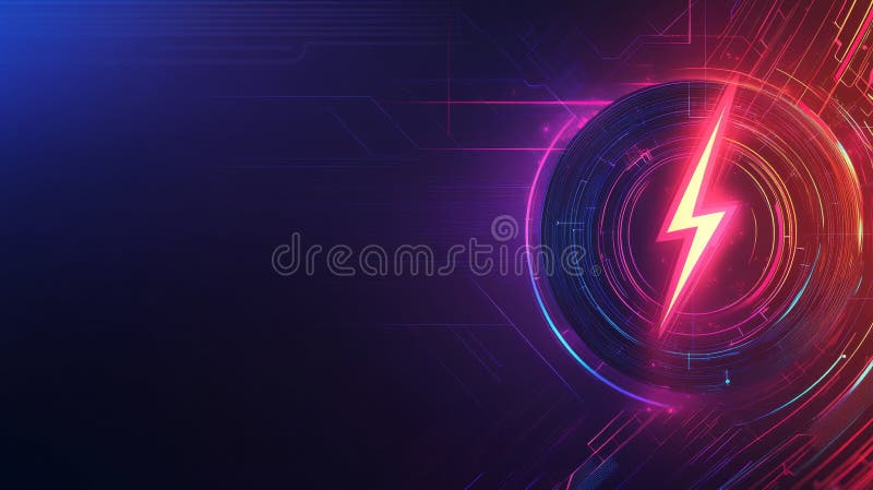 Fast Charging Futuristic Technology Background with Lightning Bolt ...