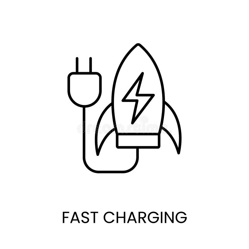 Fast Charging Vector Line Icon with Editable Stroke, for Packaging ...