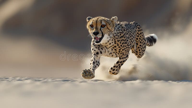 Fast Cheetah Running in the Desert Stock Illustration - Illustration of ...