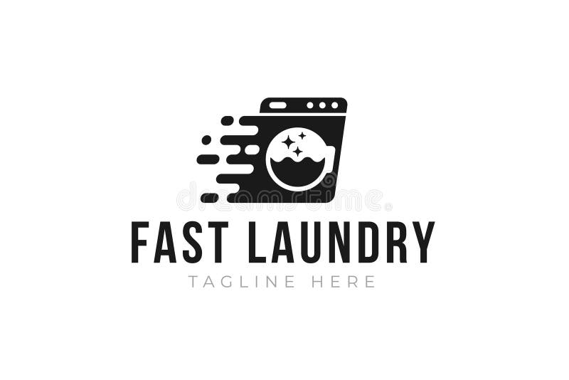 Fast and Clean Laundry Logo Design Template. Washing Machine with Fast ...