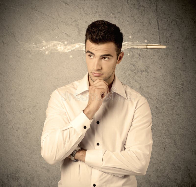 Fast Creative Sales Guy with Smoking Bullet Stock Image - Image of idea ...