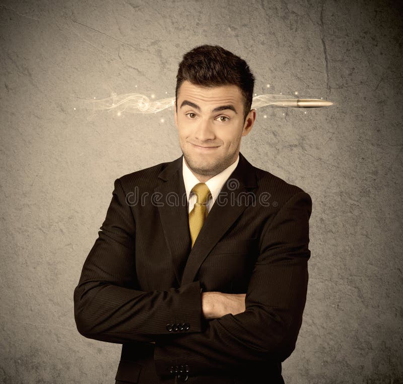 Fast Creative Sales Guy with Smoking Bullet Stock Photo - Image of ...