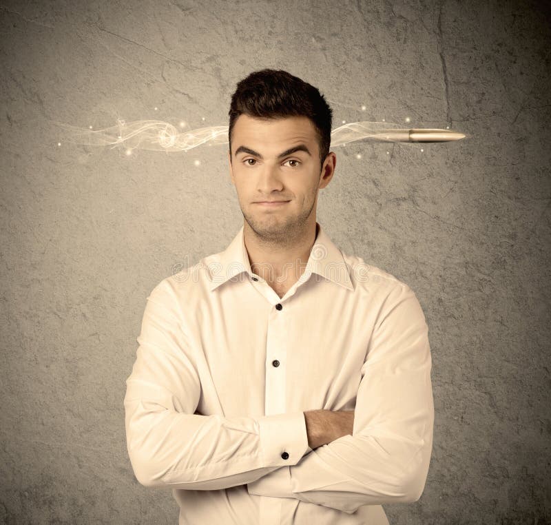 Fast Creative Sales Guy with Smoking Bullet Stock Photo - Image of ...