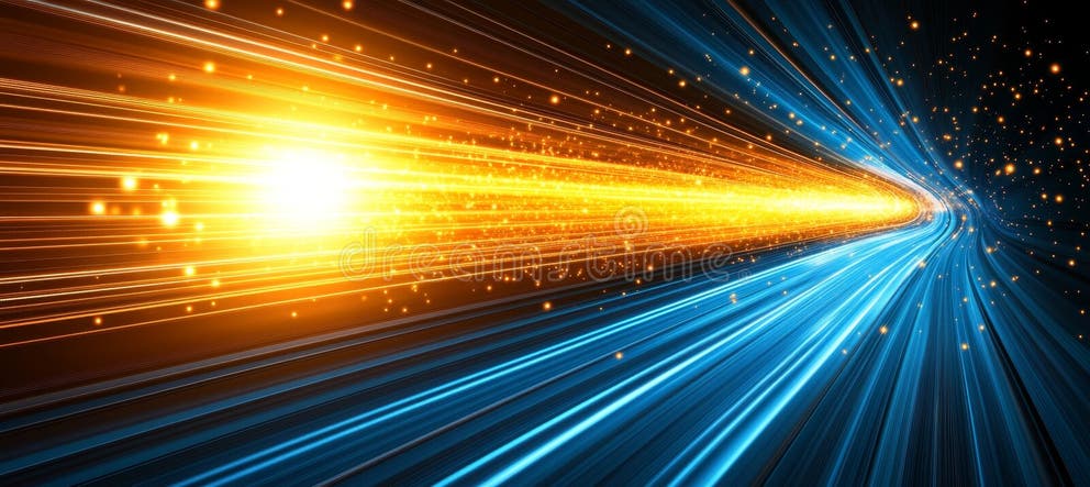 Fast Data Flow in Space. Super Speed Motion Blur Background with Orange ...