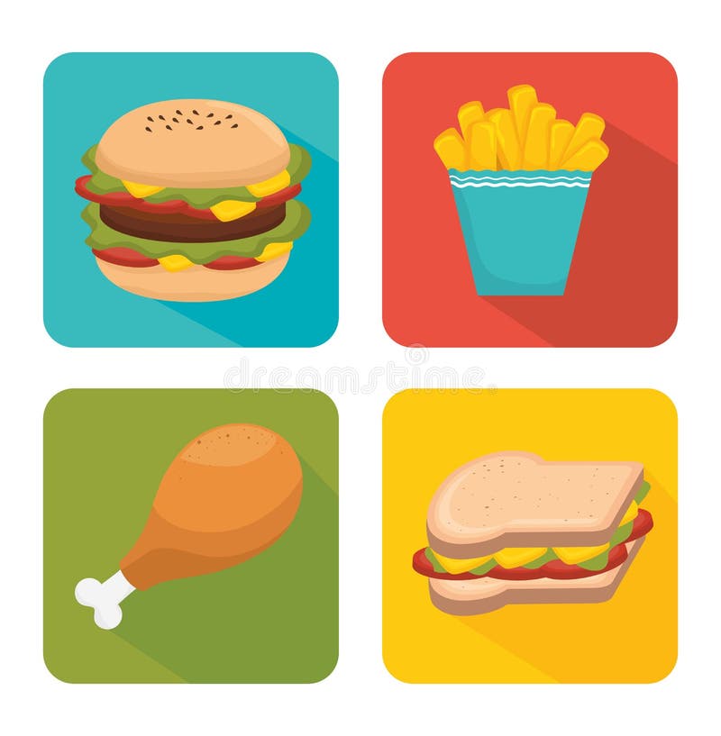 Fast and delicious food stock illustration. Illustration of bread ...