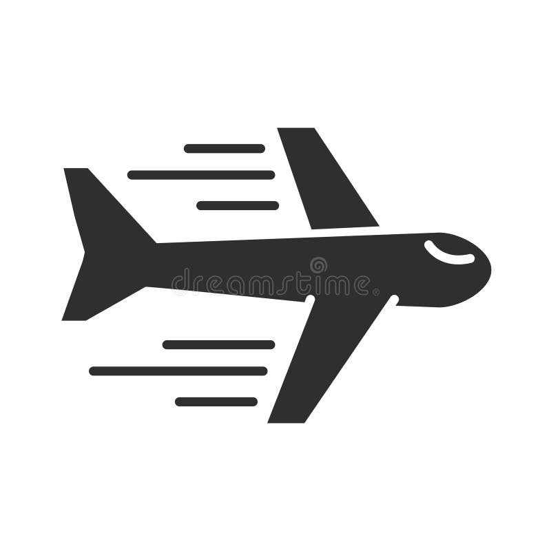 Fast Delivery Airplane Transport Silhouette Icon Stock Vector ...