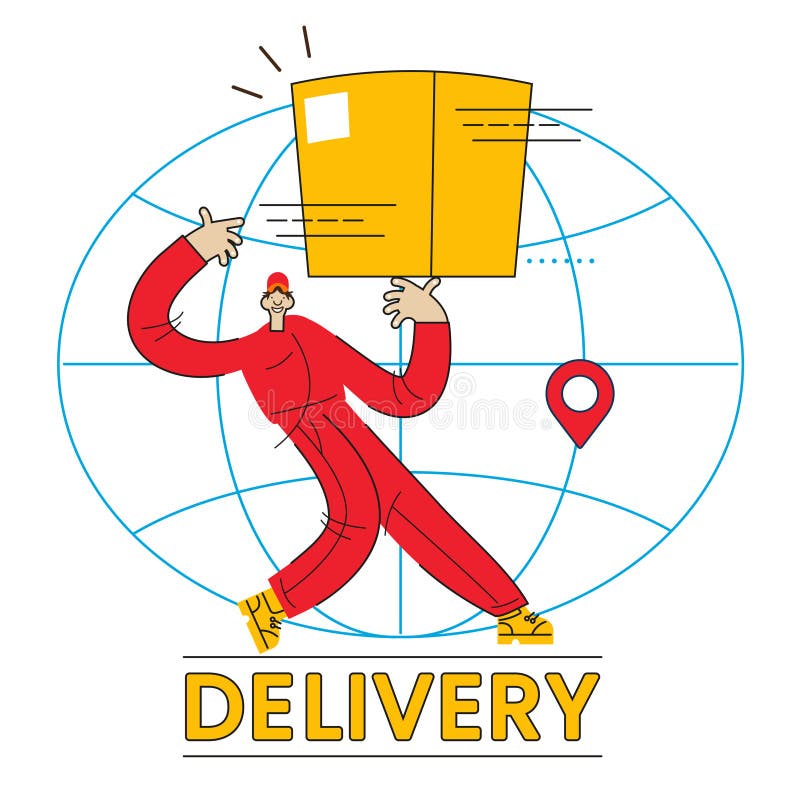 Fast Delivery Concept. Courier with a Box. Food Delivery Service Stock ...