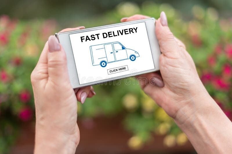 Fast Delivery Concept on a Smartphone Stock Image - Image of shipping ...